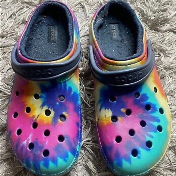 CROCS | Shoes | Crocs Classic Lined Tie Dye Clog Multicolored Dual ...